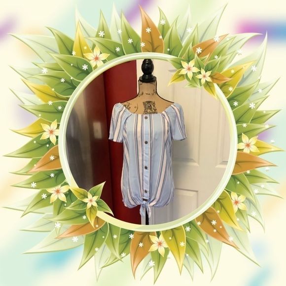 Como Blu | Tops | Nwt Como Blu Striped Tie Front Blouse | Poshmark